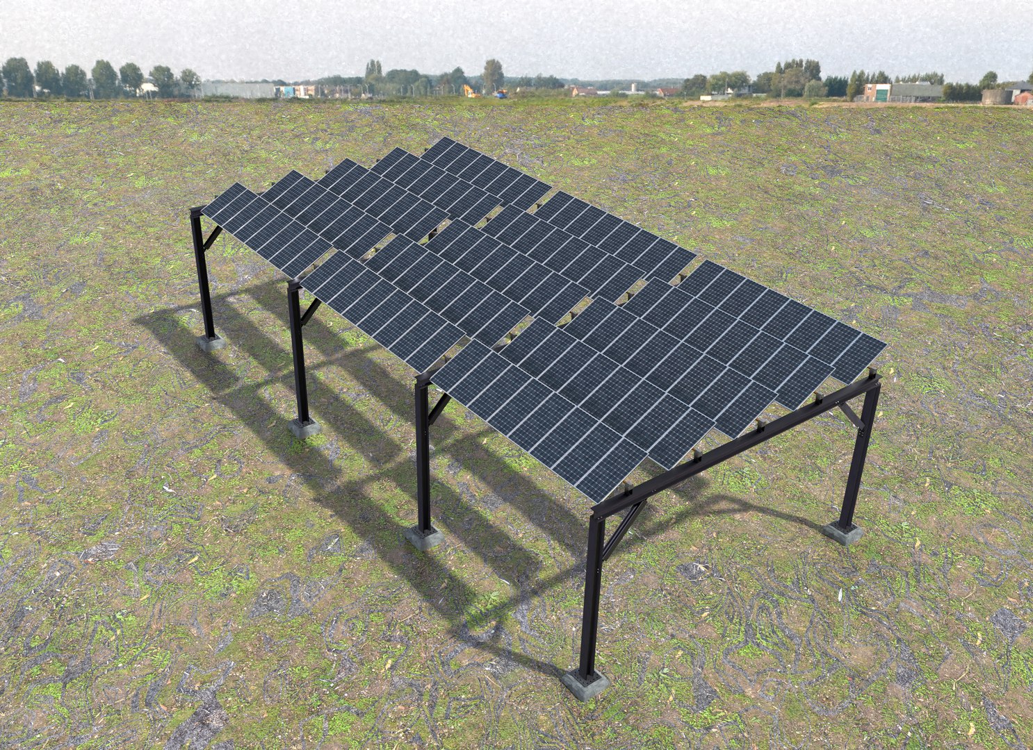 3D Elevated Pv Solar Panel Array Construction - TurboSquid 1733562