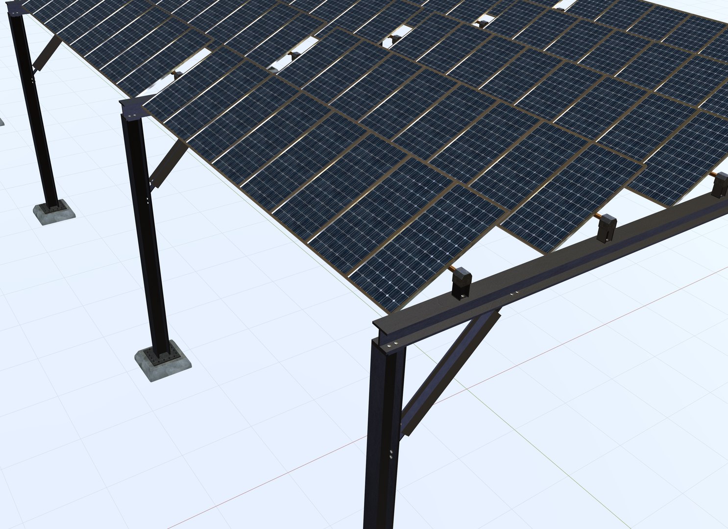 3D Elevated Pv Solar Panel Array Construction - TurboSquid 1733562