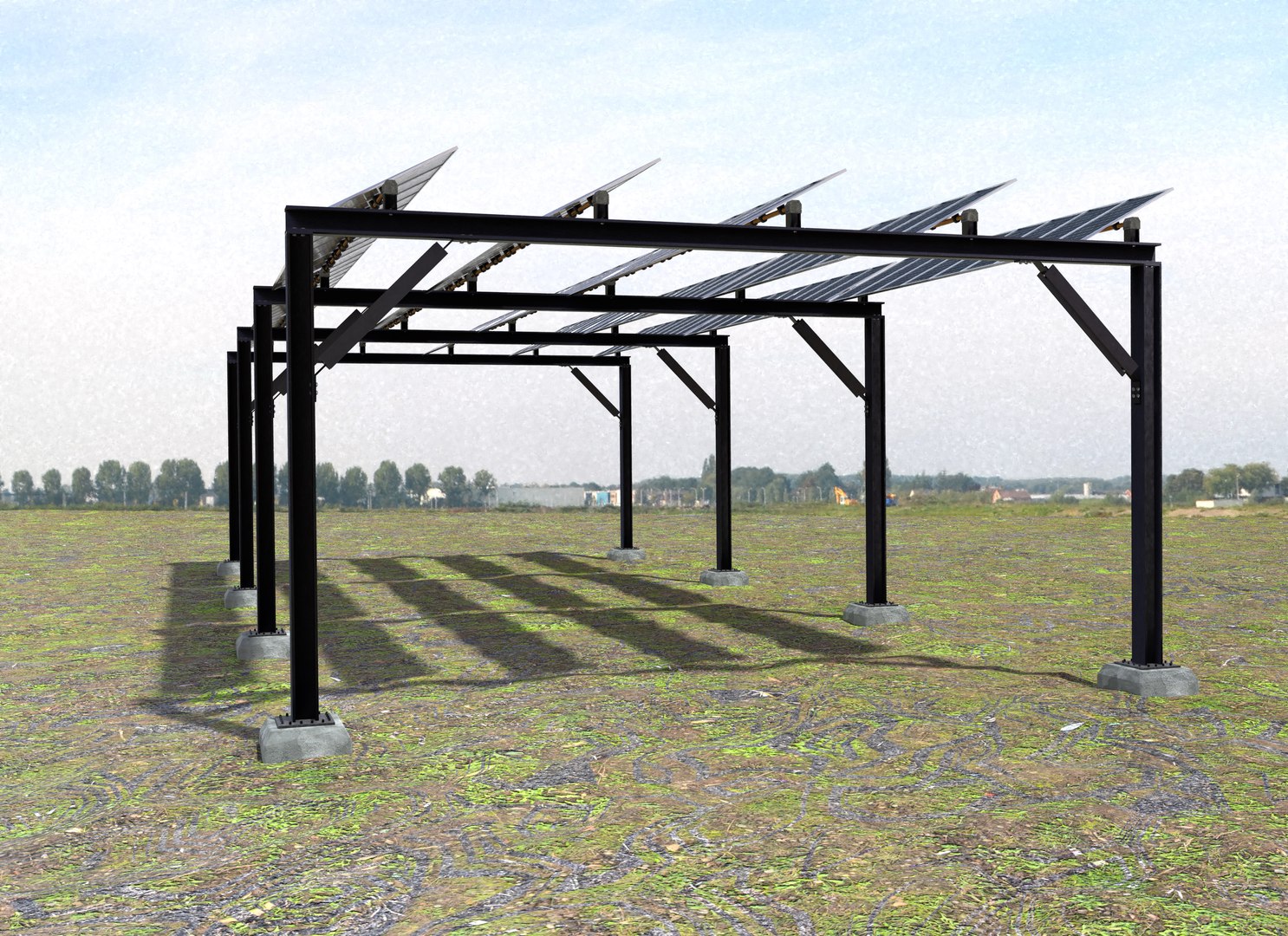 3D Elevated Pv Solar Panel Array Construction - TurboSquid 1733562