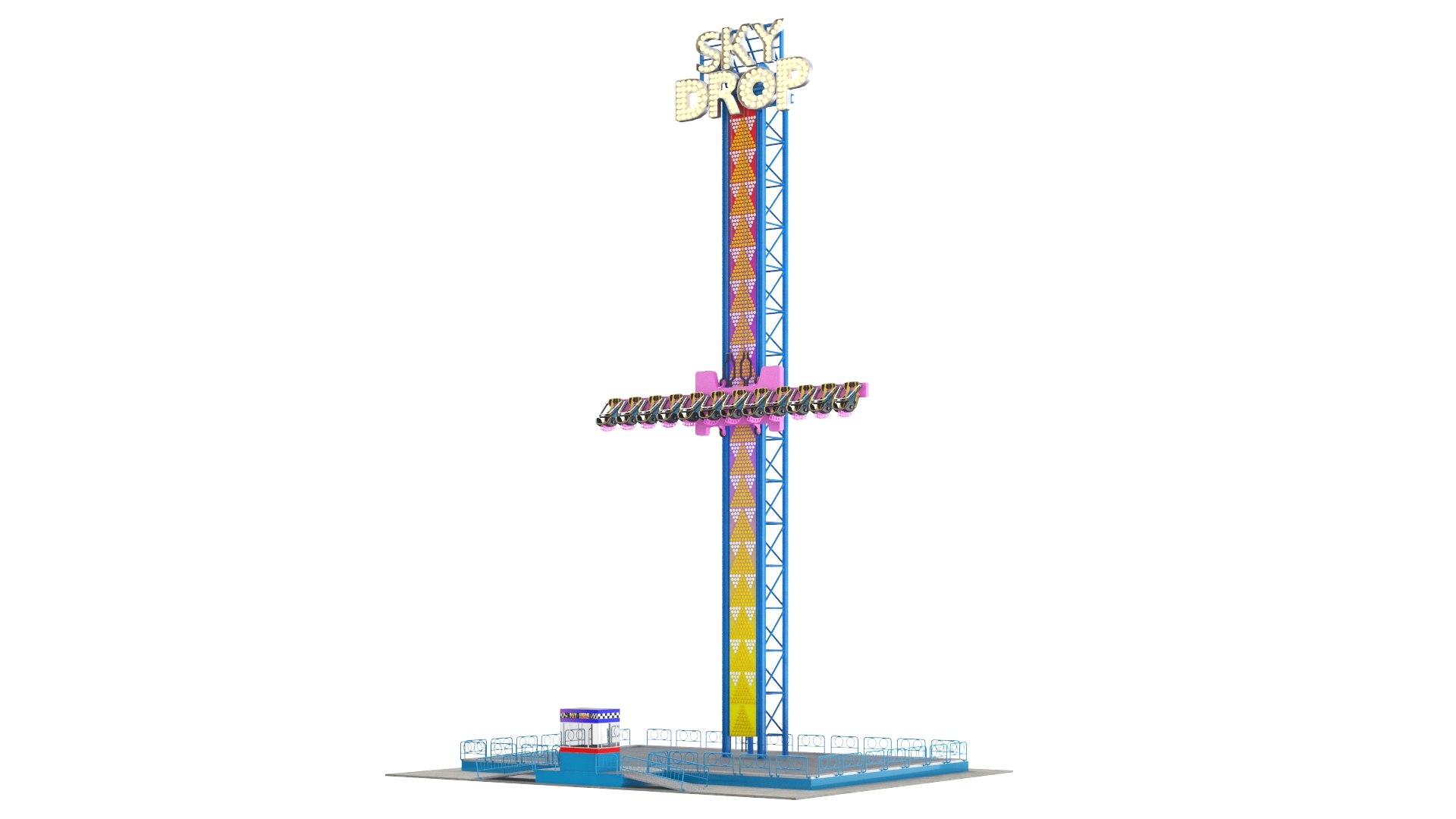 3D Sky Drop Theme Park Ride Model - TurboSquid 1726364