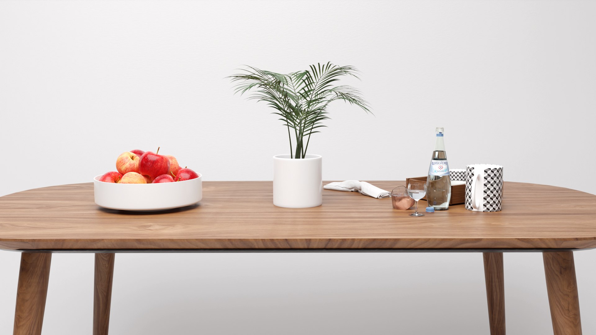 3D Wooden Dining Table Set Model - TurboSquid 1984208