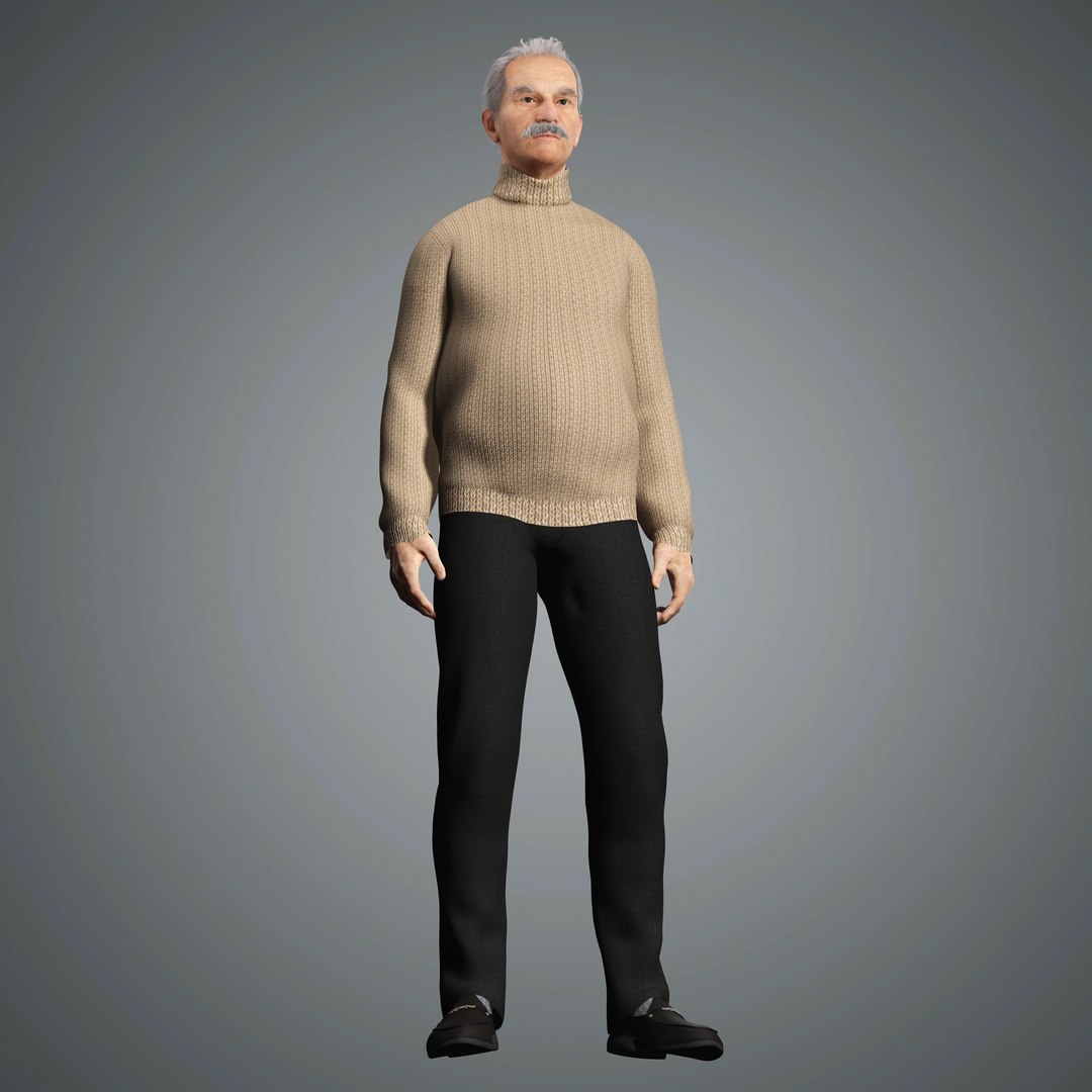 3D Model Cartoon Old Male Character Ready For Game And Animation ...