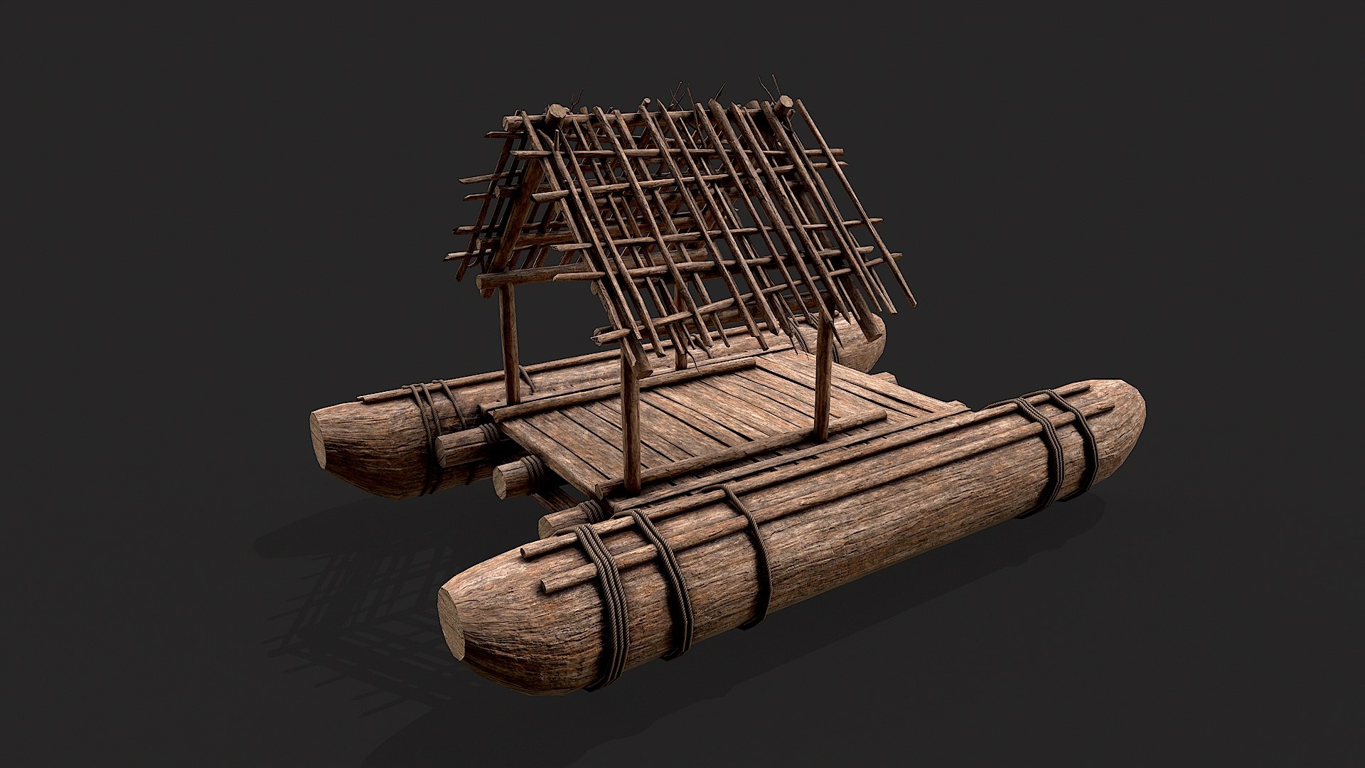 Primitive Wooden Raft Survival Boat Hut Shelter Model - TurboSquid 2359650