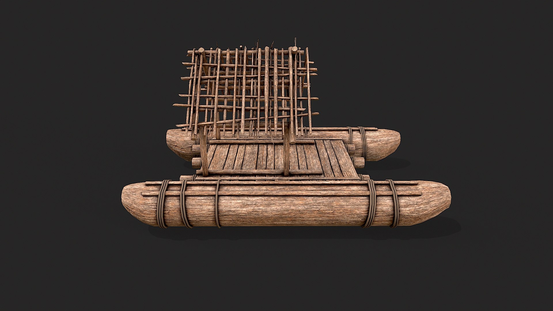 Primitive Wooden Raft Survival Boat Hut Shelter Model - TurboSquid 2359650