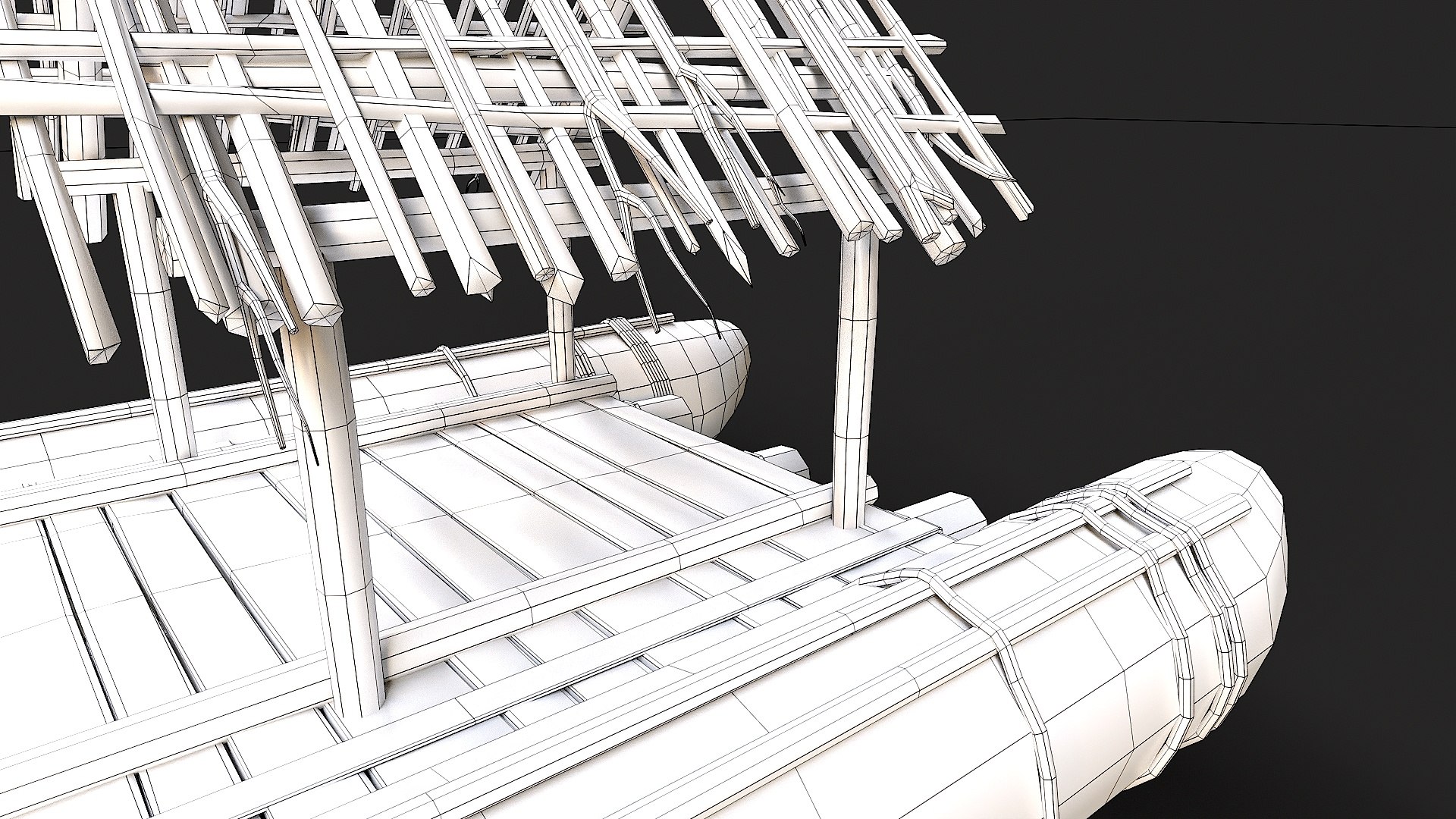 Primitive Wooden Raft Survival Boat Hut Shelter Model - TurboSquid 2359650