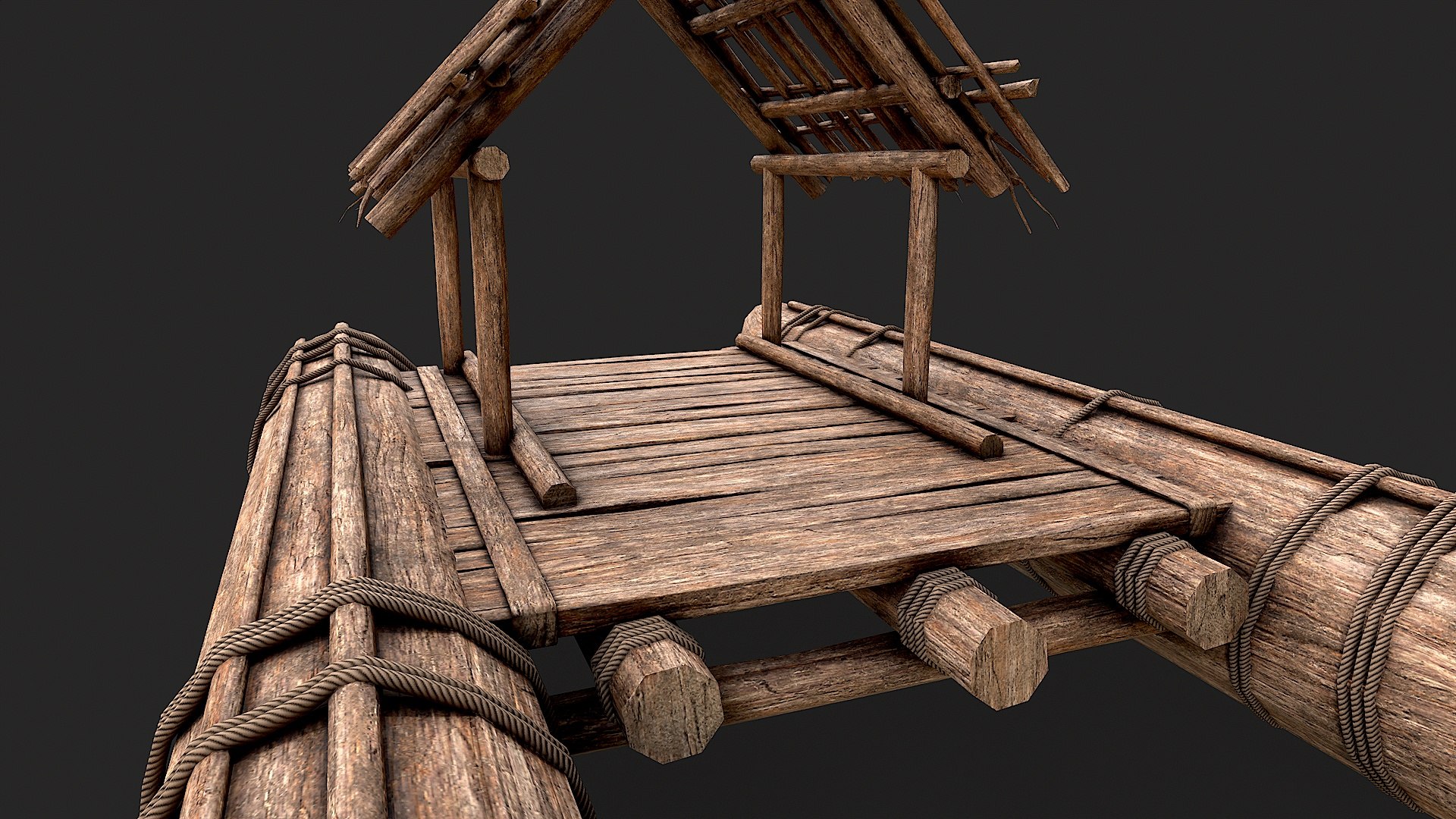 Primitive Wooden Raft Survival Boat Hut Shelter Model - TurboSquid 2359650