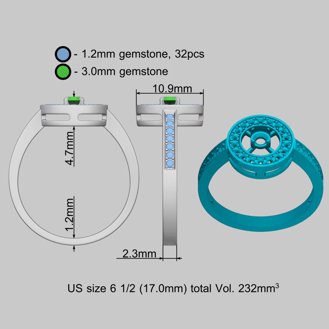 3D Model 3mm Diamond Fashion Gold Ring - TurboSquid 1895973