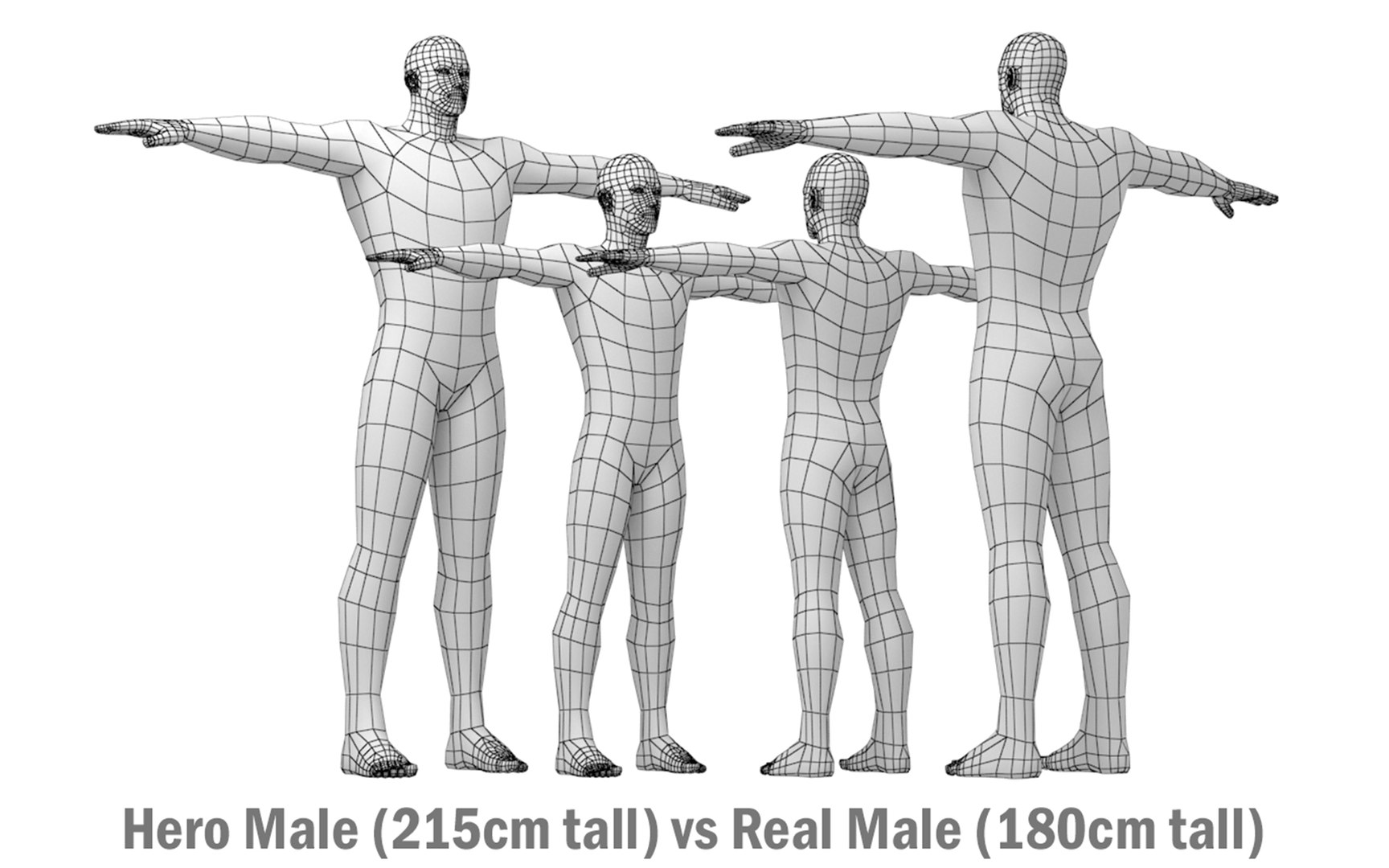 3D Model Hero Male In T-Pose In 5 Topologies - TurboSquid 2212466