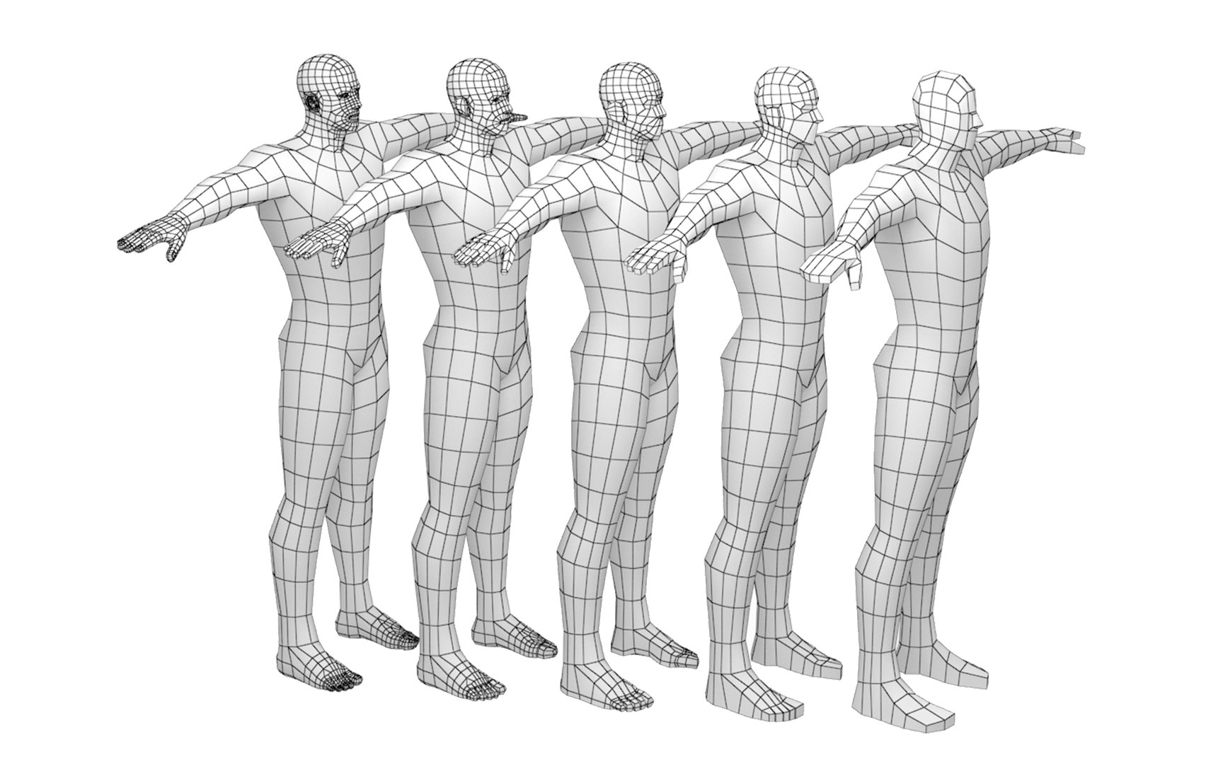 3D Model Hero Male In T-Pose In 5 Topologies - TurboSquid 2212466