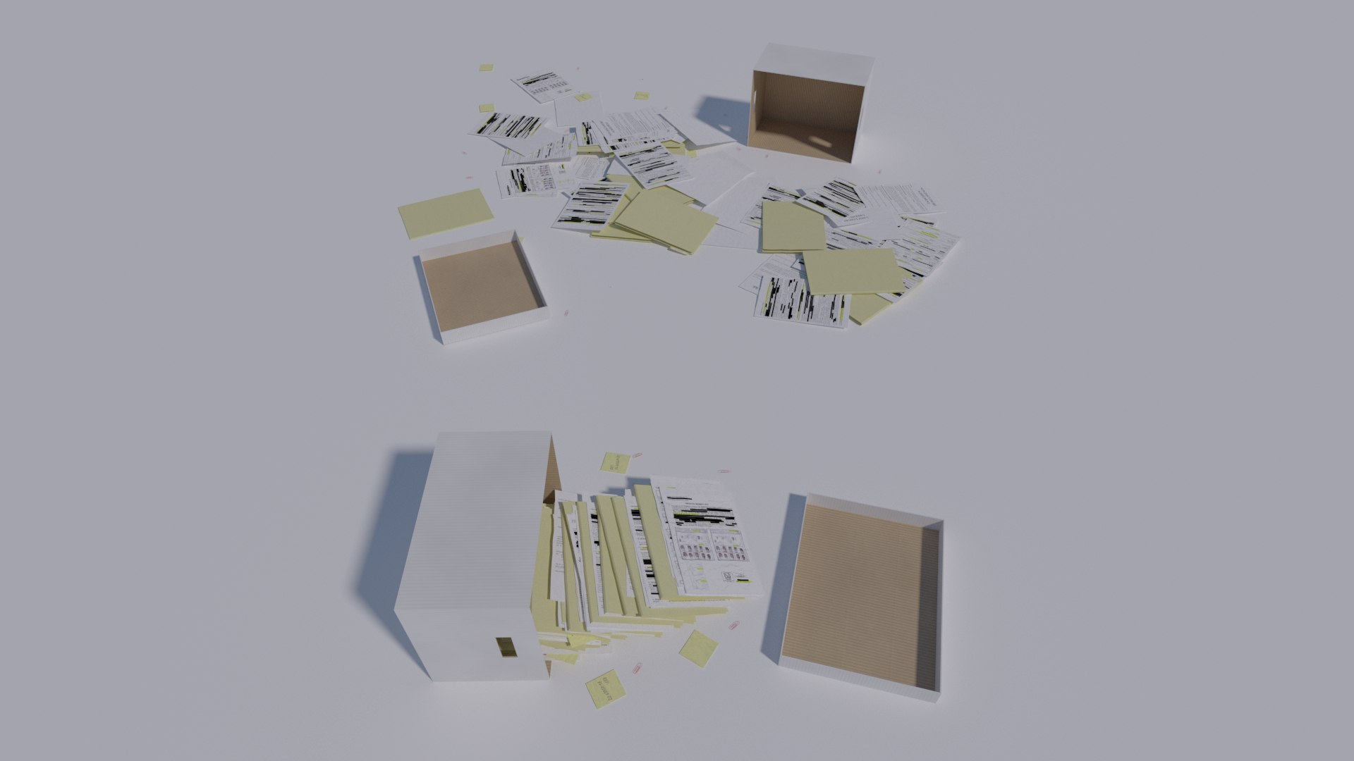 3D Crime Police Investigation Documents Folders Lying On The Ground ...