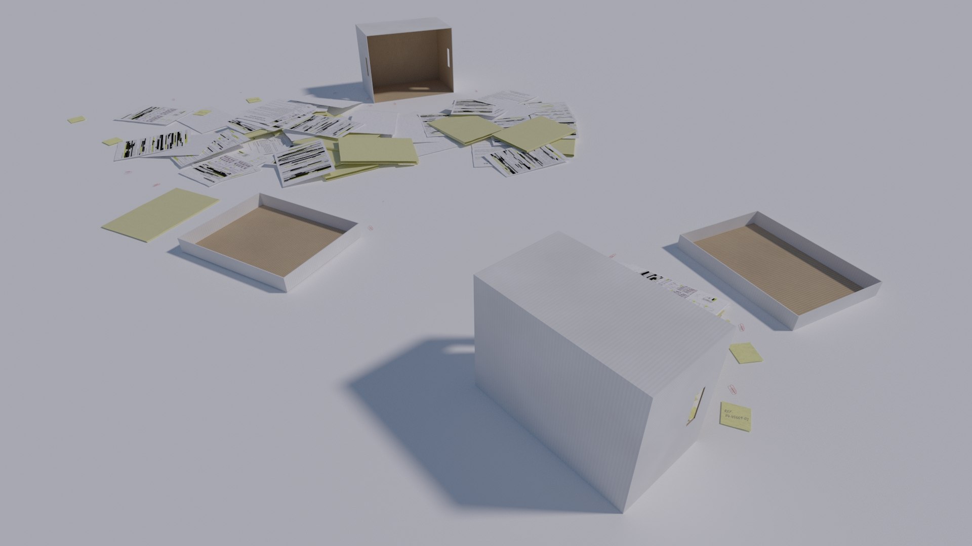 3D Crime Police Investigation Documents Folders Lying On The Ground ...