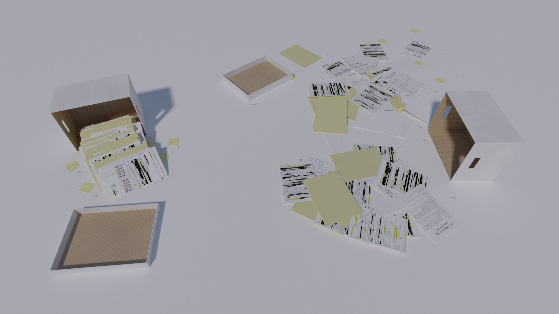 3D Crime Police Investigation Documents Folders Lying On The Ground ...
