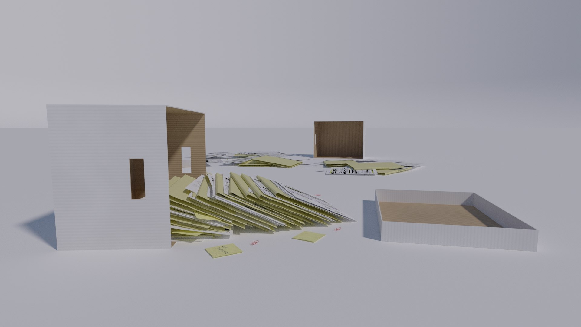 3D Crime Police Investigation Documents Folders Lying On The Ground ...