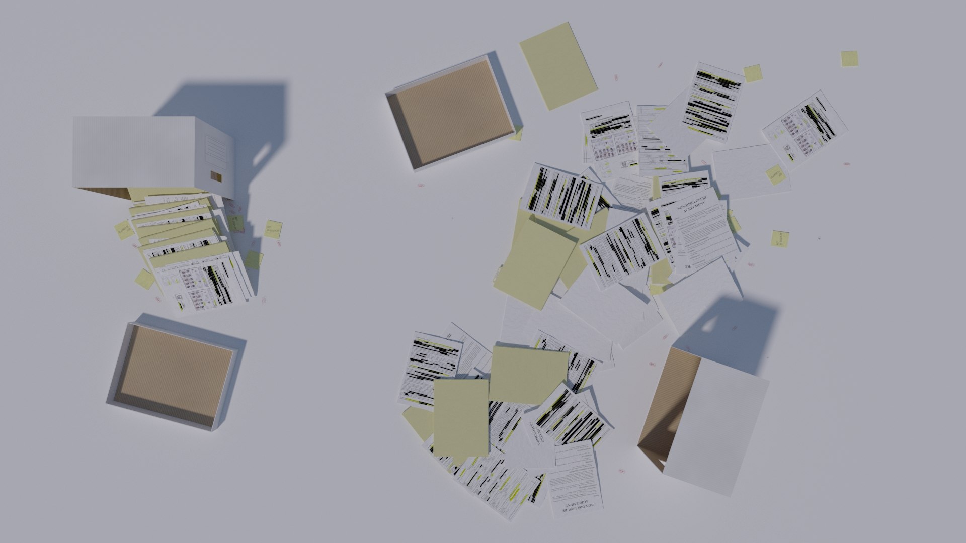 3D Crime Police Investigation Documents Folders Lying On The Ground ...