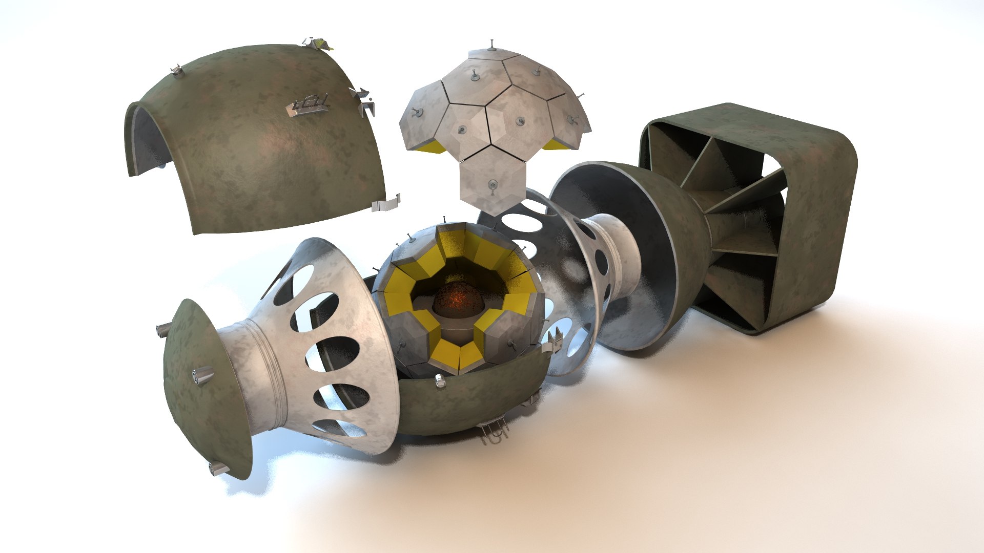 Fat Man Atomic Bomb With Interior 3D Model - TurboSquid 1722195