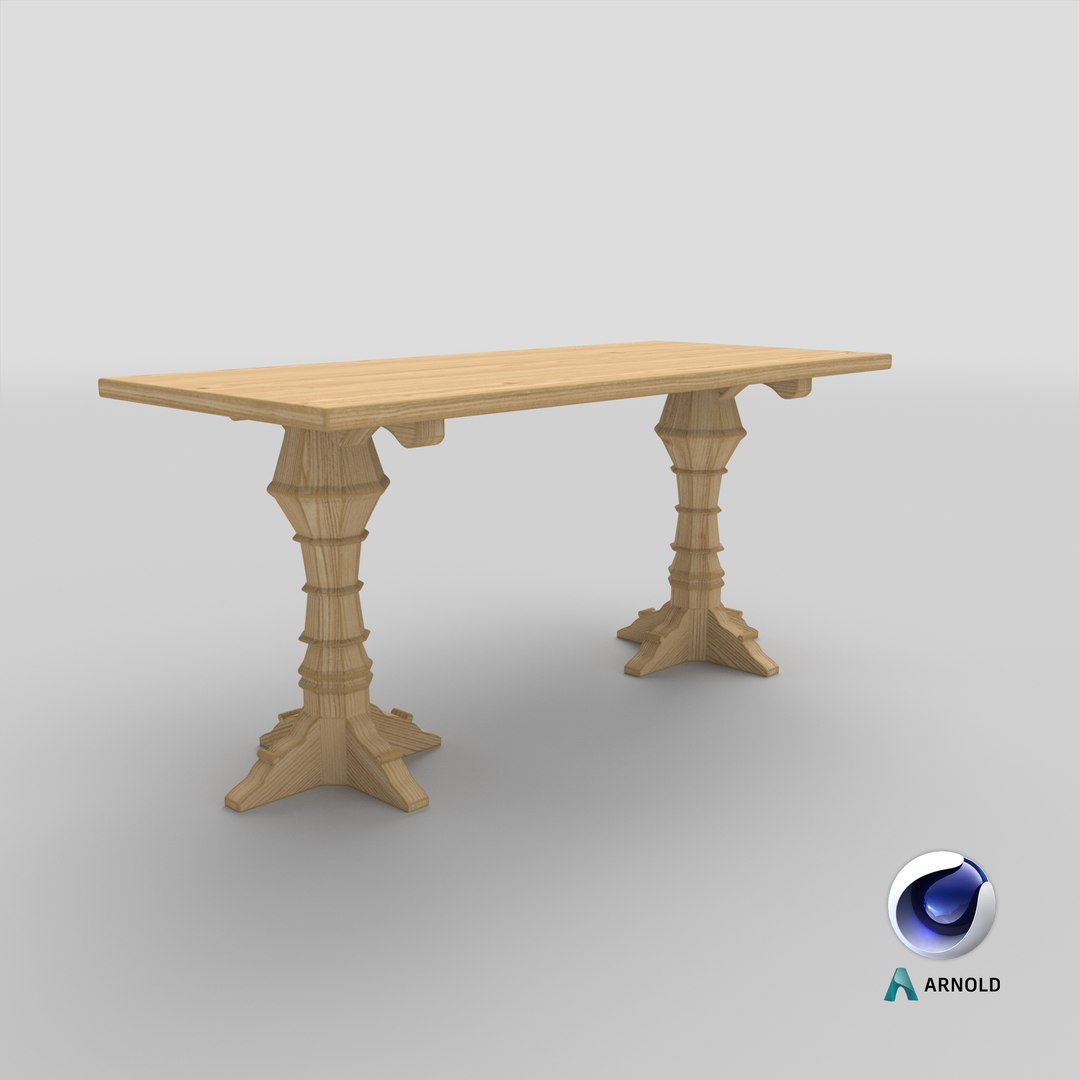 3D Wooden Table Model - TurboSquid 2120498