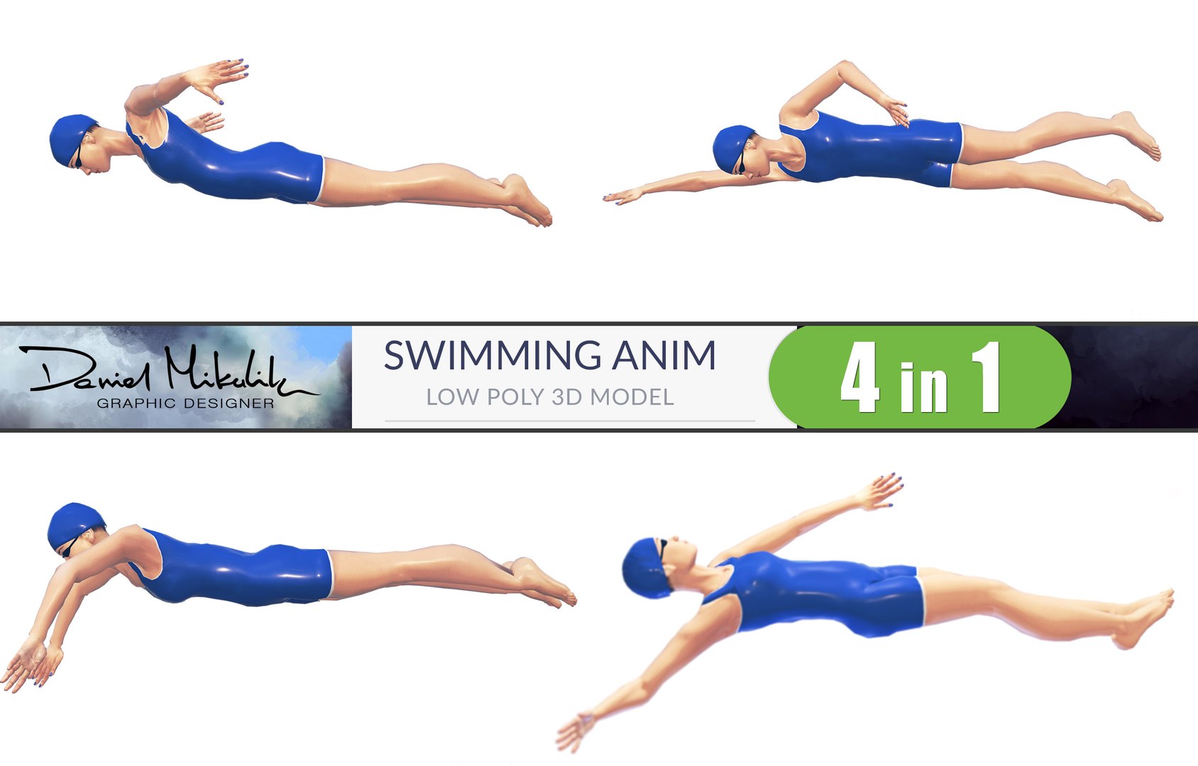 4 swimming animation 3D model - TurboSquid 1337540