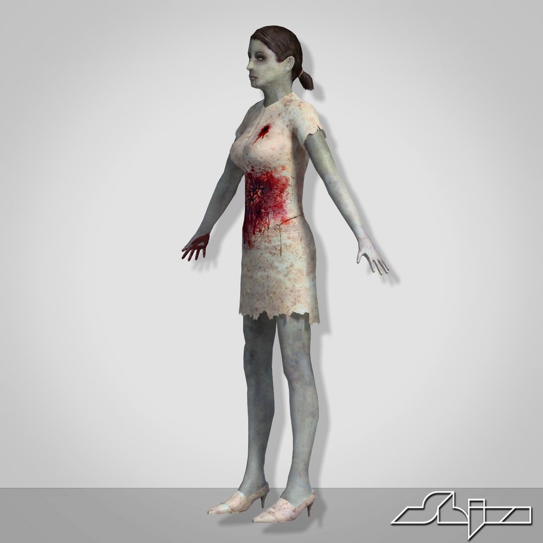 Zombie Female Casual 3d Model