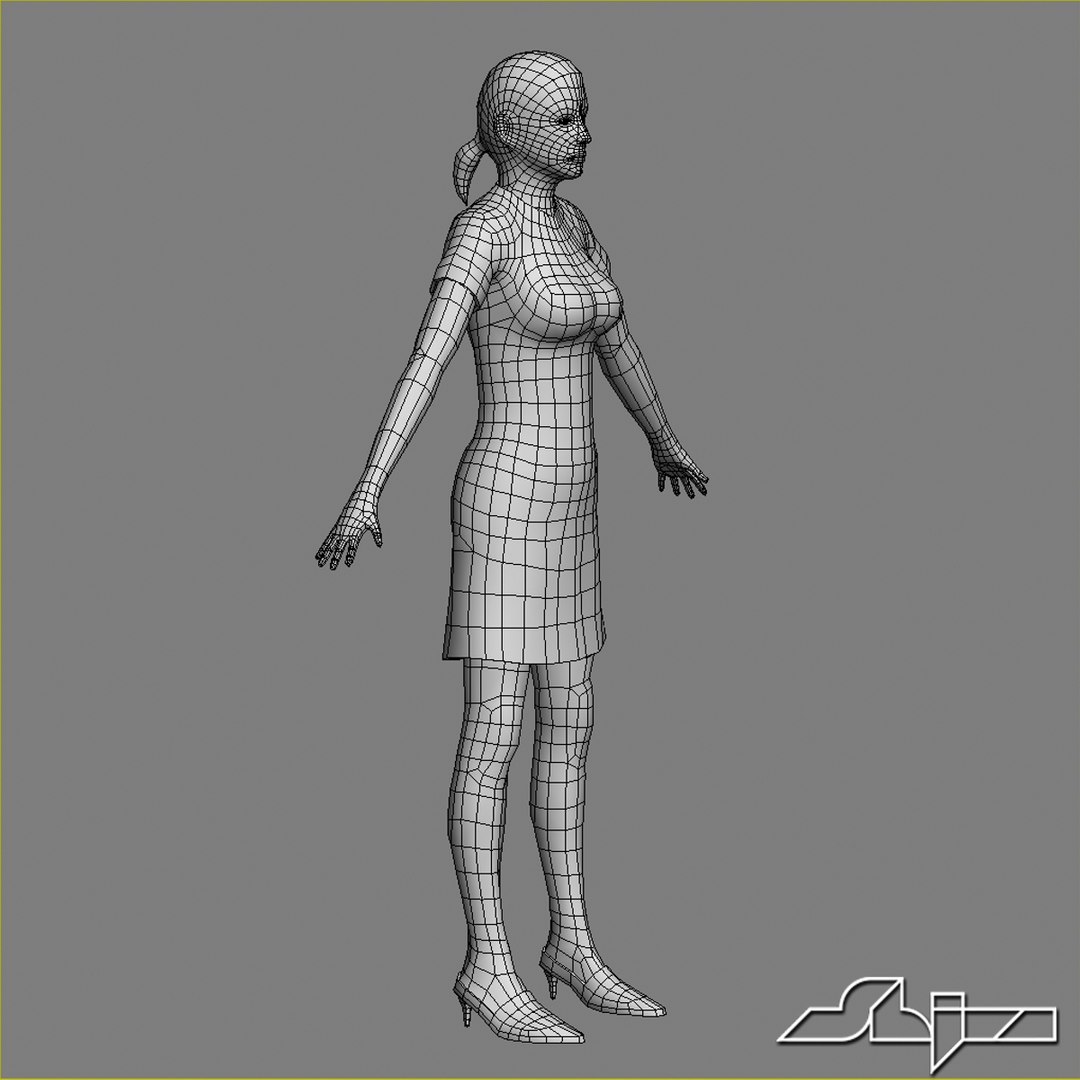 Zombie Female Casual 3d Model
