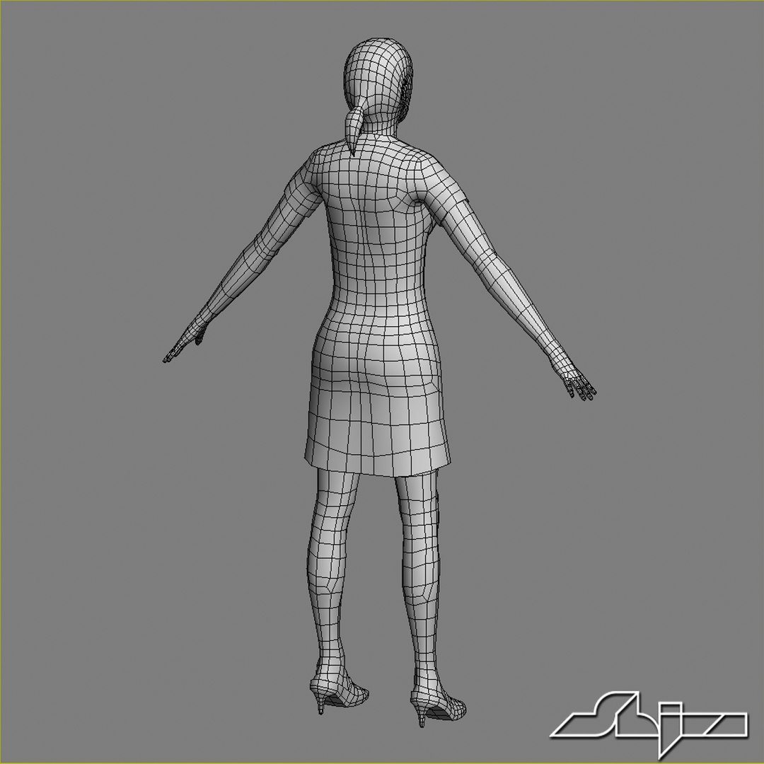 Zombie Female Casual 3d Model