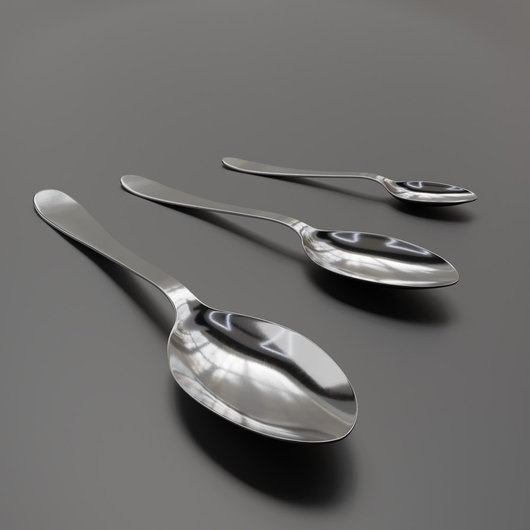 3D Teaspoon - Dessert Spoon - Soup Spoon Model - TurboSquid 1968686