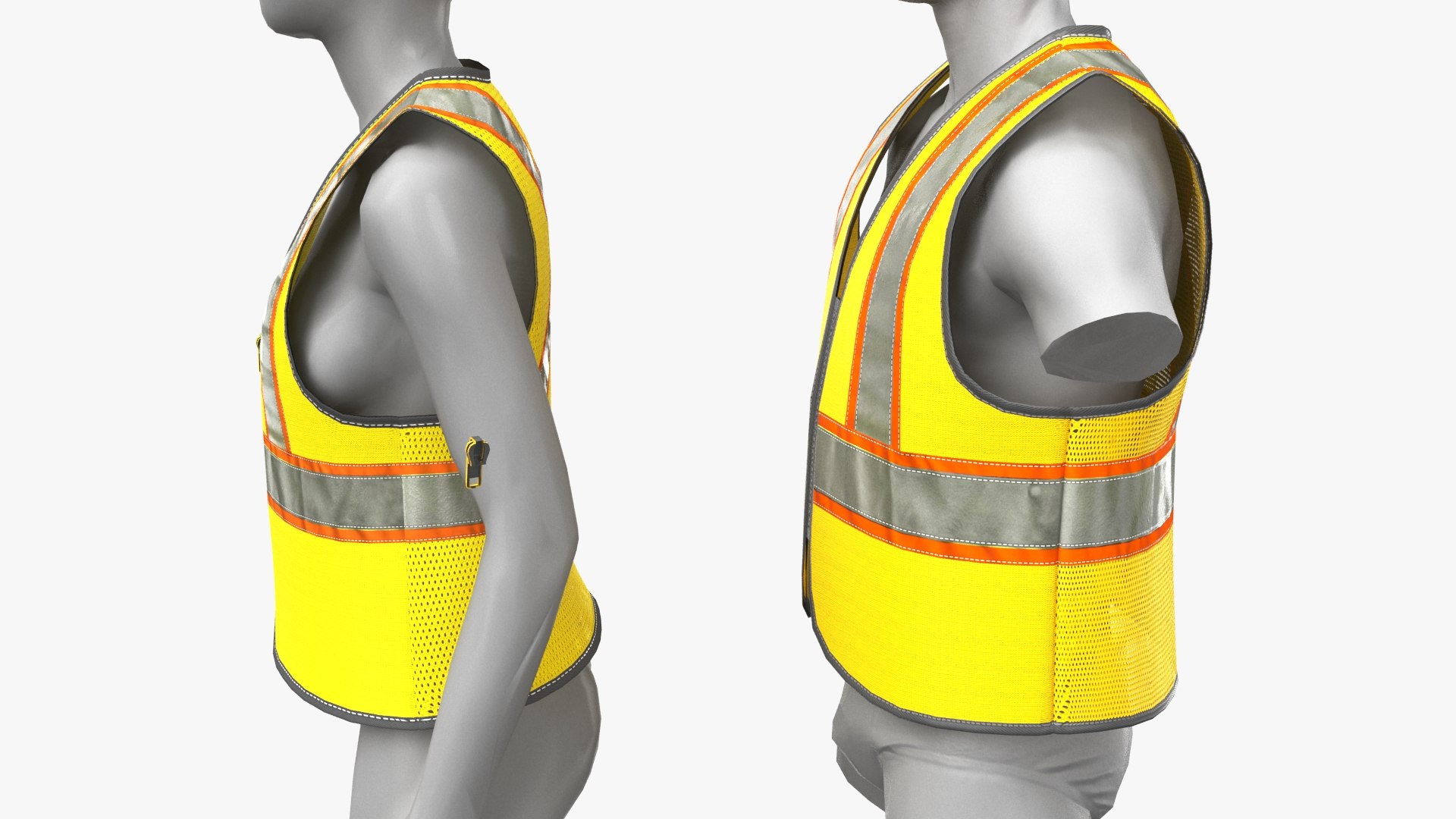 Safety Vest- Mining Cross Yellow - Male And Female Model - TurboSquid ...