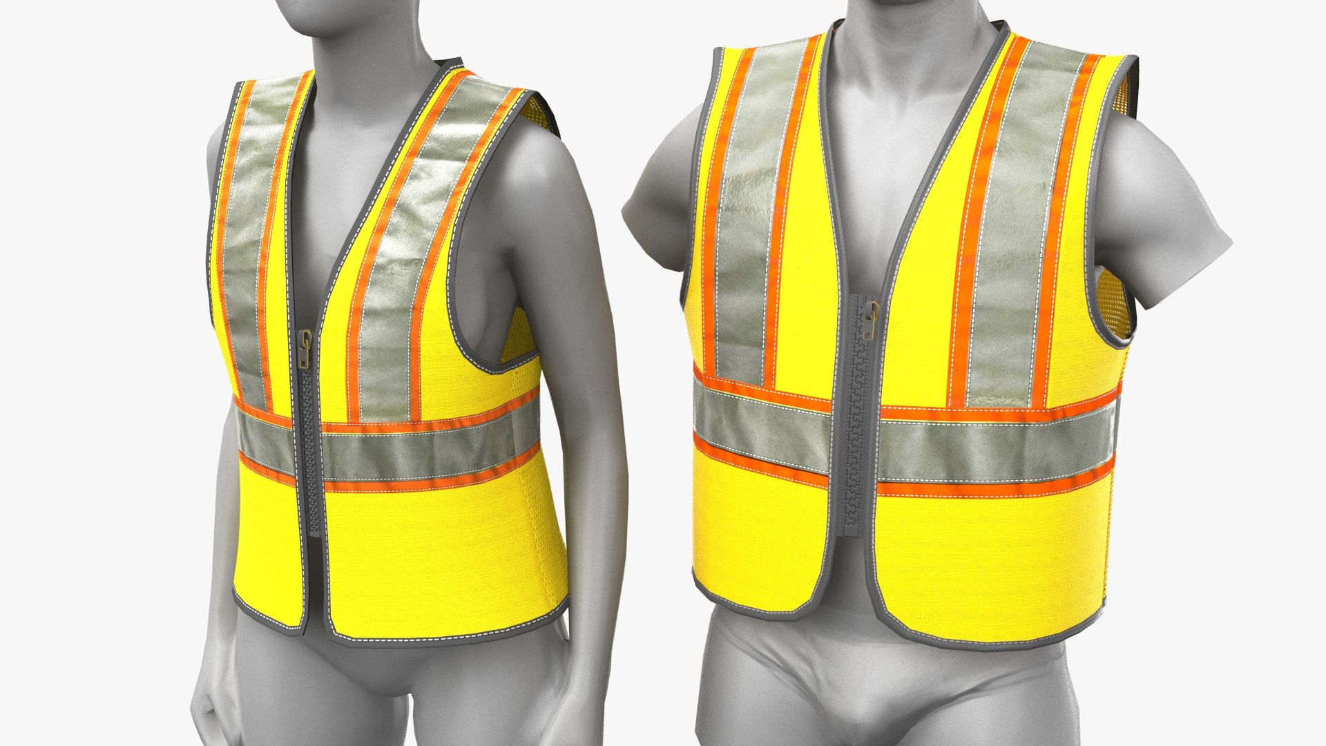 Safety Vest- Mining Cross Yellow - Male And Female Model - TurboSquid ...