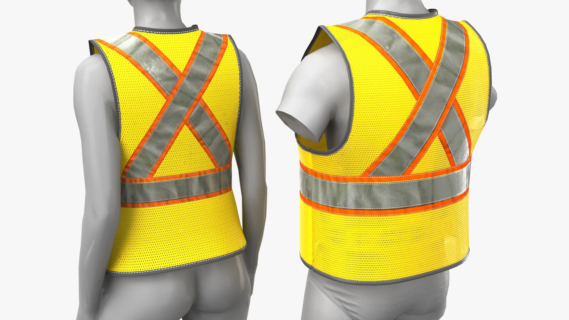 Safety Vest- Mining Cross Yellow - Male And Female Model - TurboSquid ...