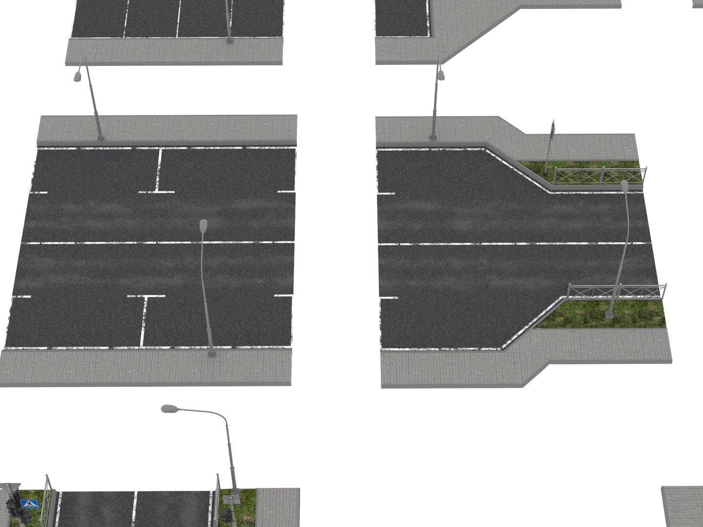 Modular Urban Road Intersection Props Pack 3D Model - TurboSquid 2504598