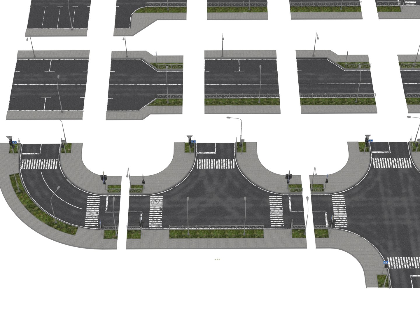 Modular Urban Road Intersection Props Pack 3D Model - TurboSquid 2504598