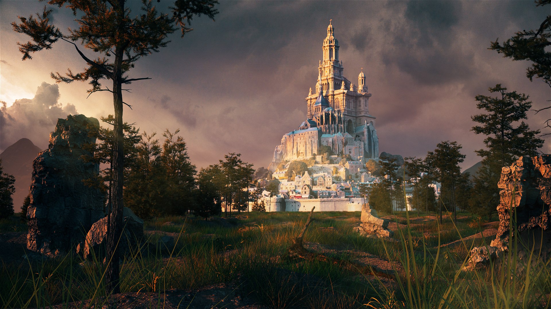 3D C4d Octane Forest Fantasy Castle Scene - TurboSquid 1728581