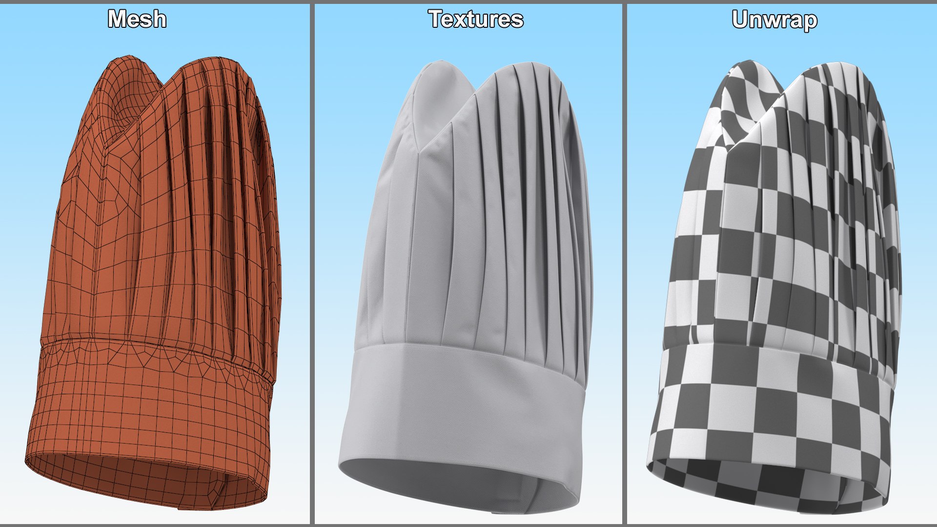 3D Tall Chef Hat In White - TurboSquid 2256120
