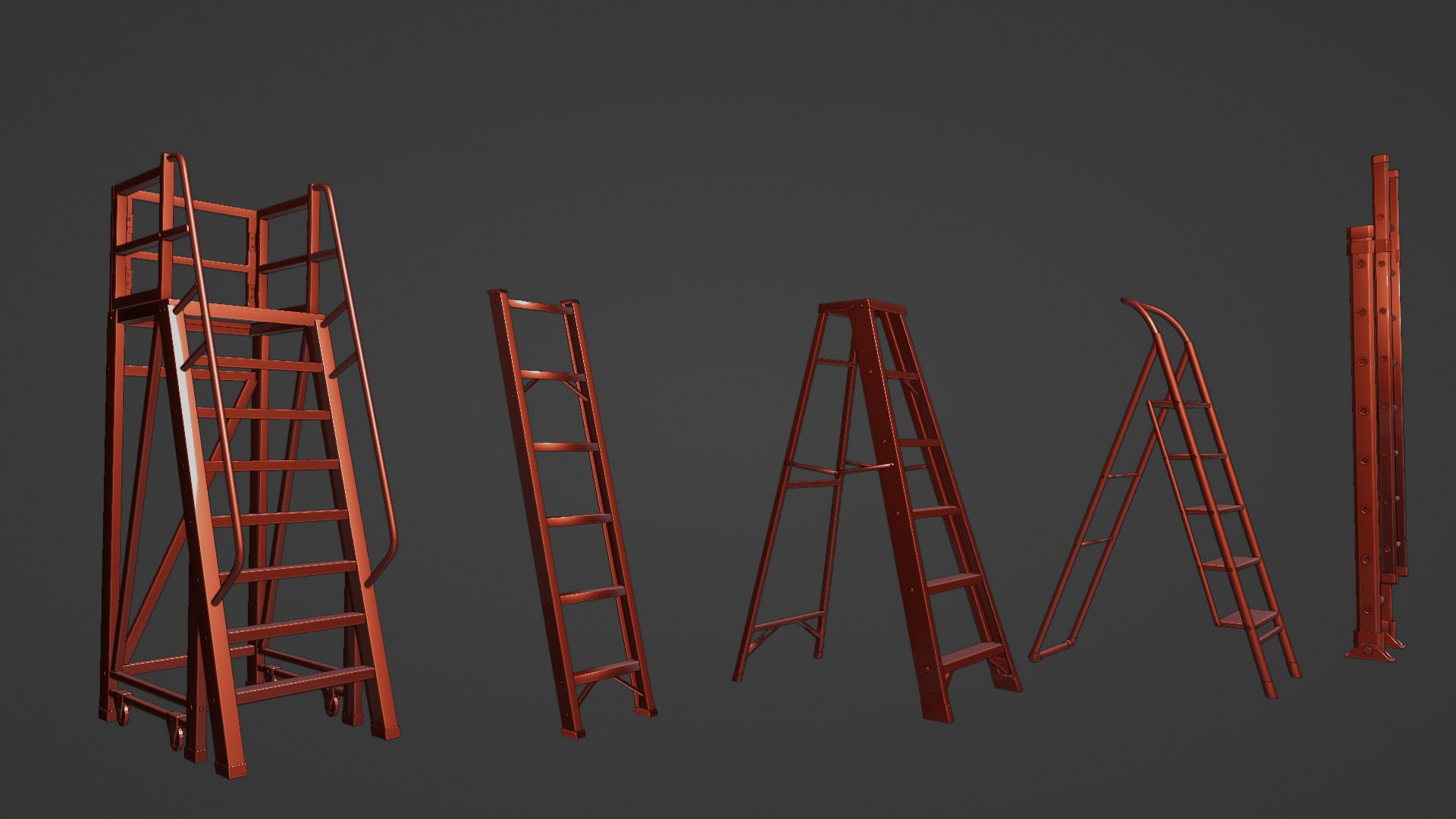 3D Different Types Of Ladders - TurboSquid 1923213