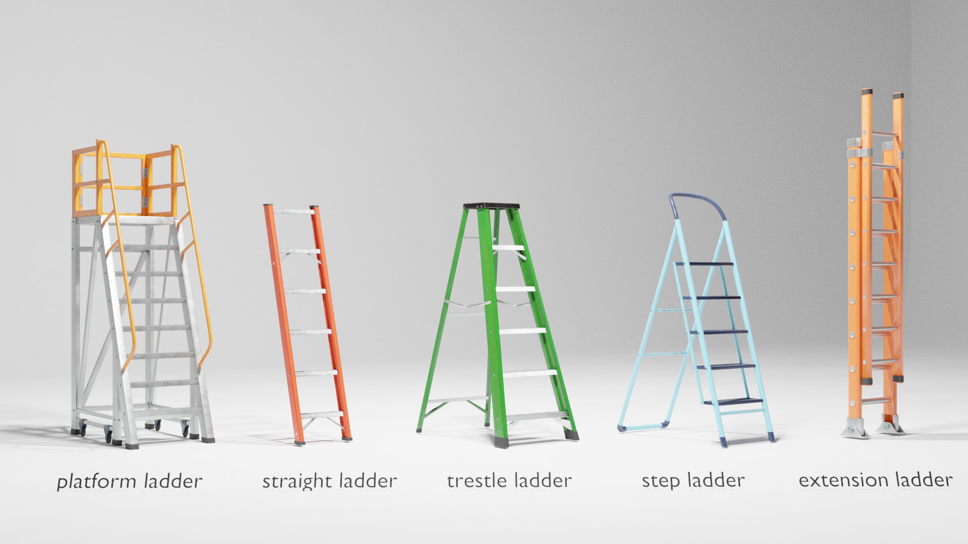 3D Different Types Of Ladders - TurboSquid 1923213