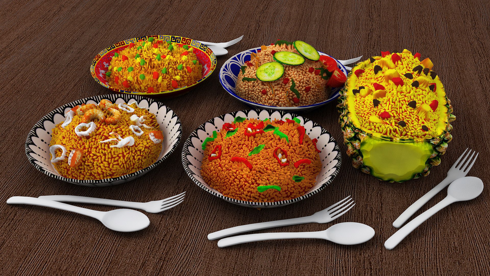 Cartoon Fried Rice 3D Model - TurboSquid 1924198