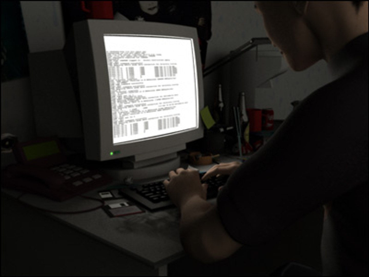 3d Model Hacker Room Scene Character