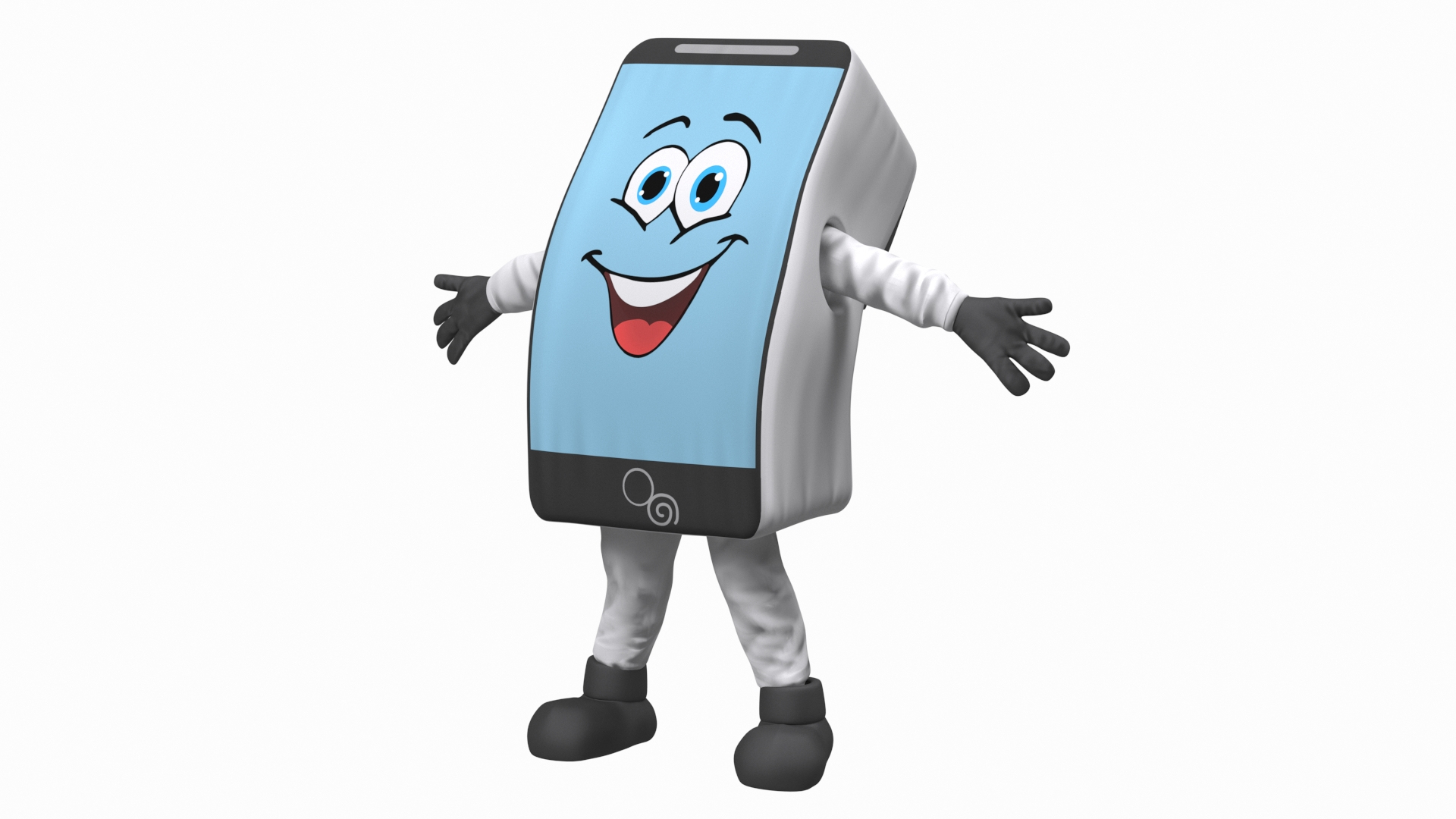 3D White Mobile Phone Mascot Happy Pose Model - TurboSquid 2068967