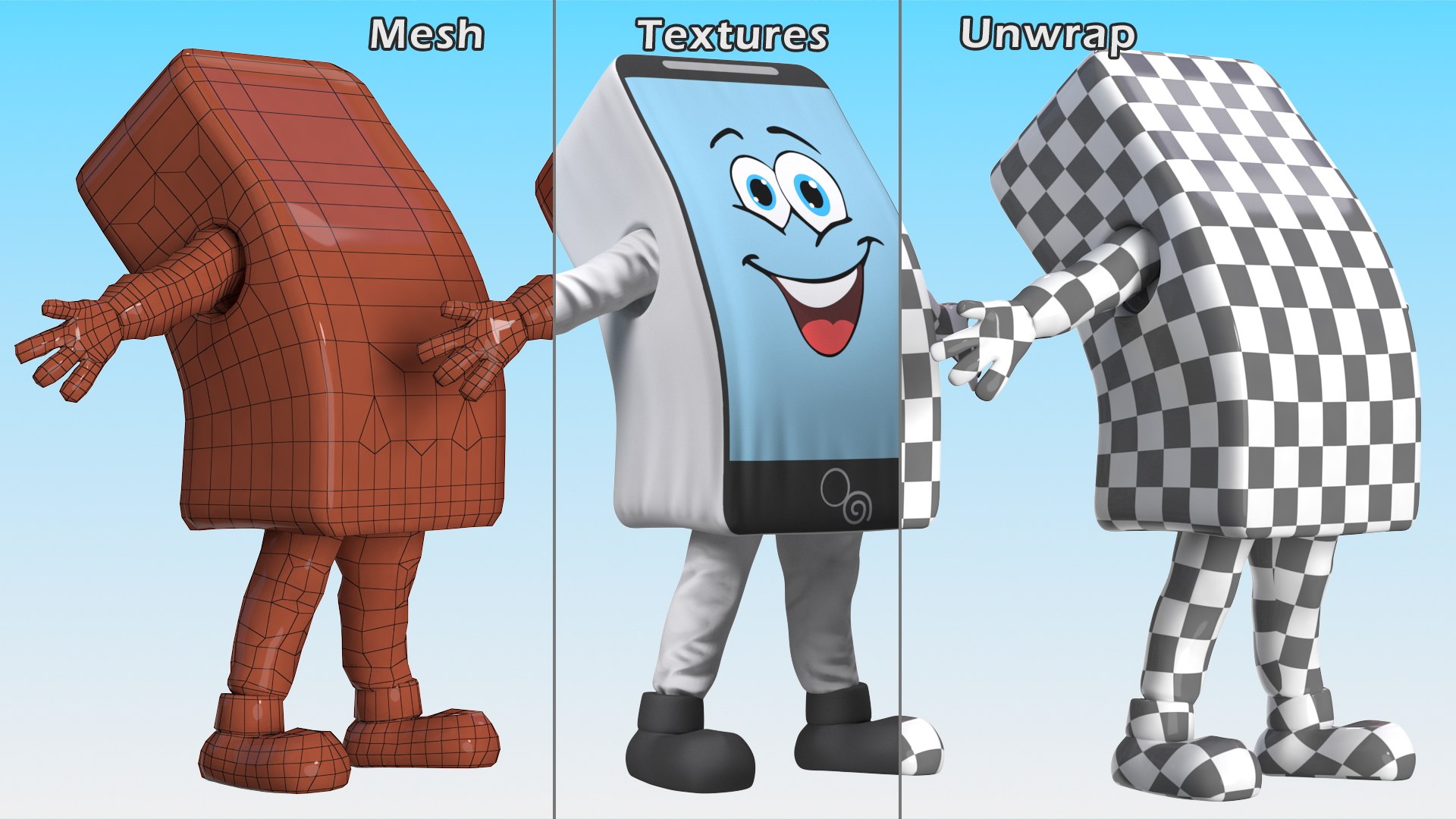 3D White Mobile Phone Mascot Happy Pose Model - TurboSquid 2068967