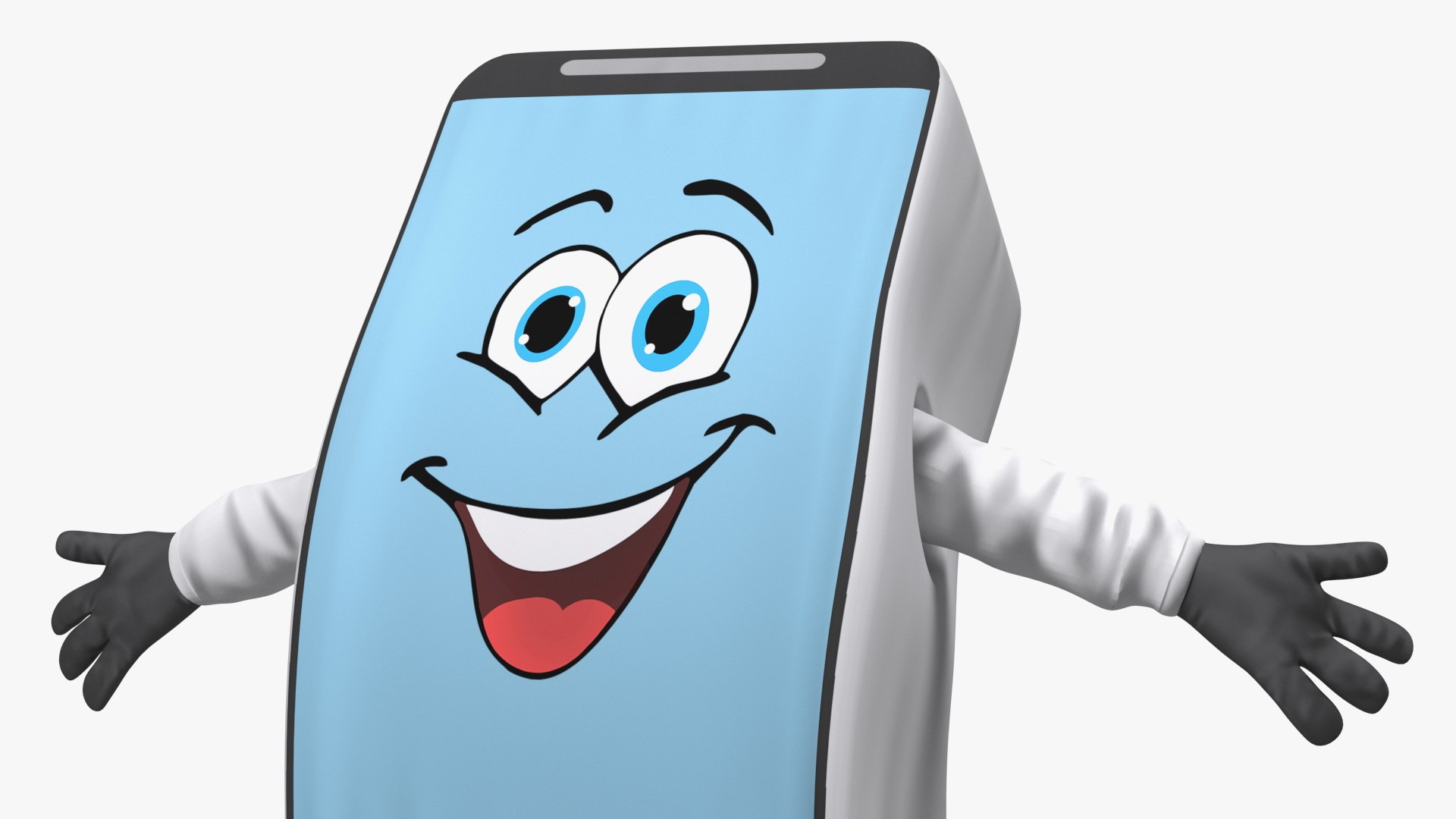 3D White Mobile Phone Mascot Happy Pose Model - TurboSquid 2068967