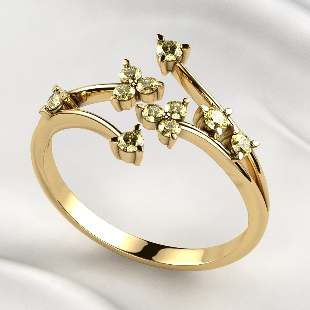 Beautiful Opened Fashion Gold Ring Model - TurboSquid 1874085