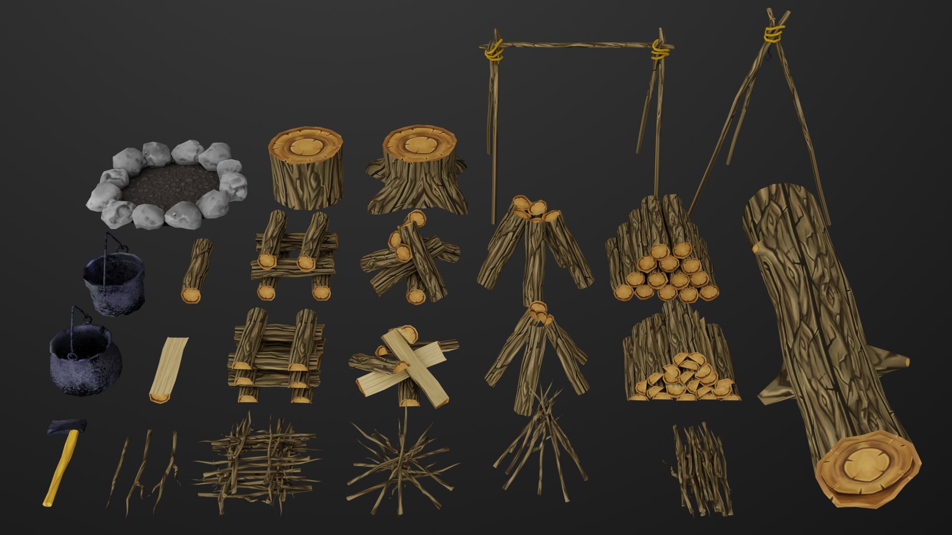 Stylized Campfire Game Assets 3D Model - TurboSquid 2042143