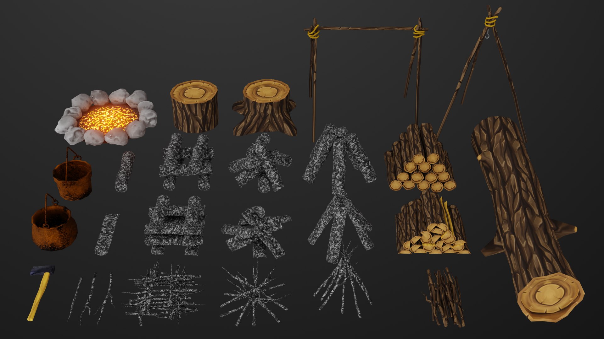 Stylized Campfire Game Assets 3D Model - TurboSquid 2042143
