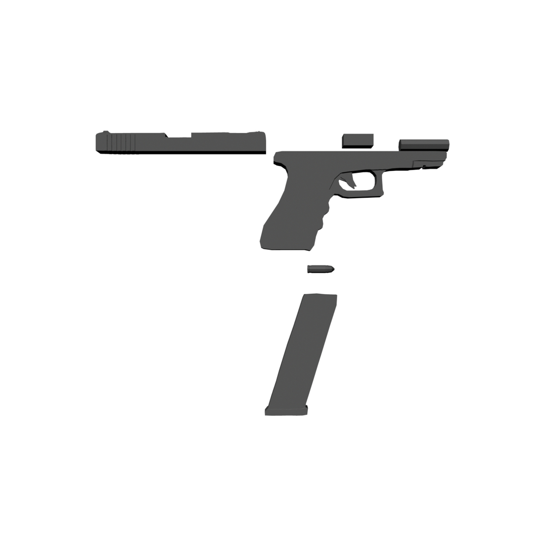 glock pistol gun bullet 3d model