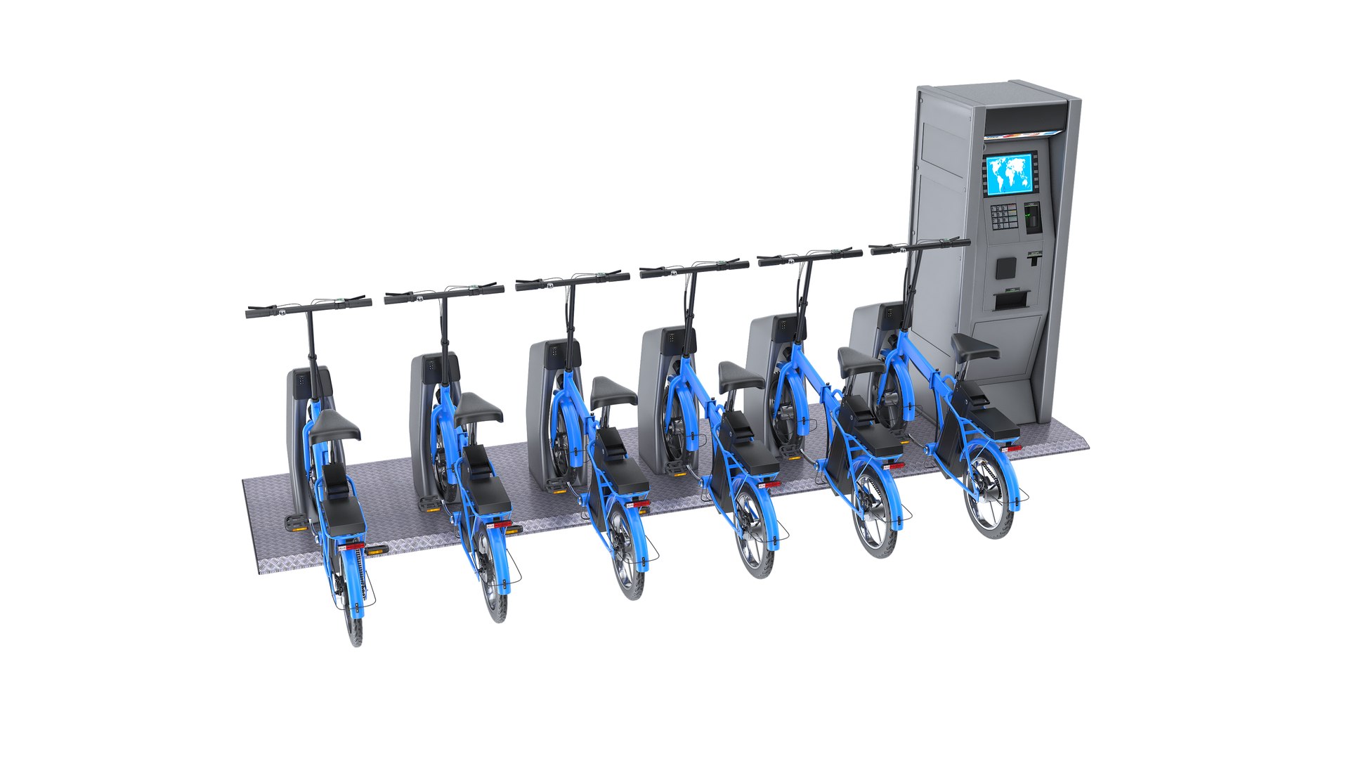 3D Sharing System Citi Bike Pay Station With Bicycles Model ...