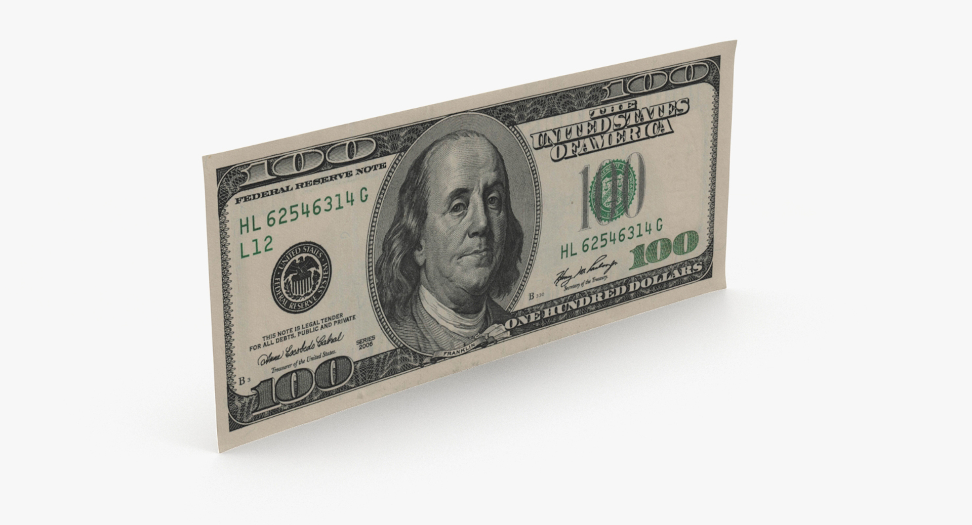 100 Dollar Bill 3D Model - TurboSquid 1230751