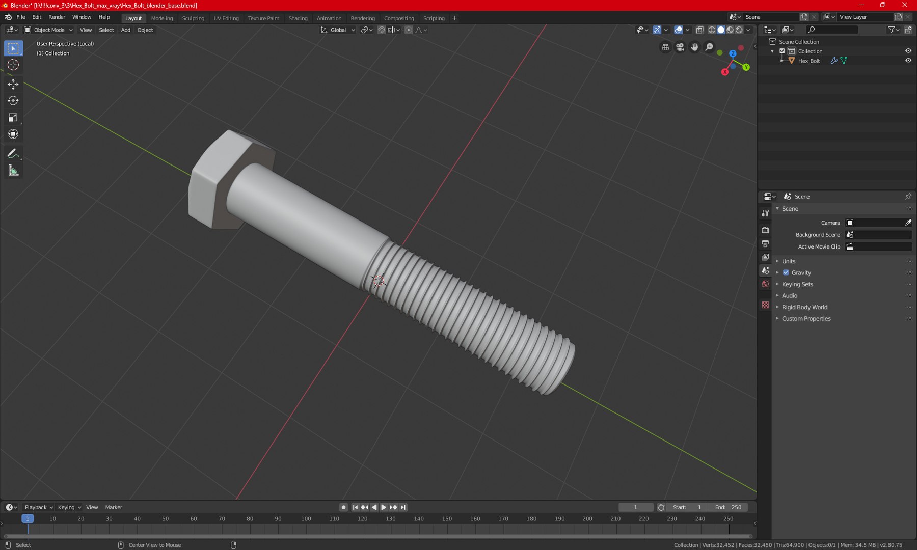 3D Hex Bolt For 3D Print - TurboSquid 2255018