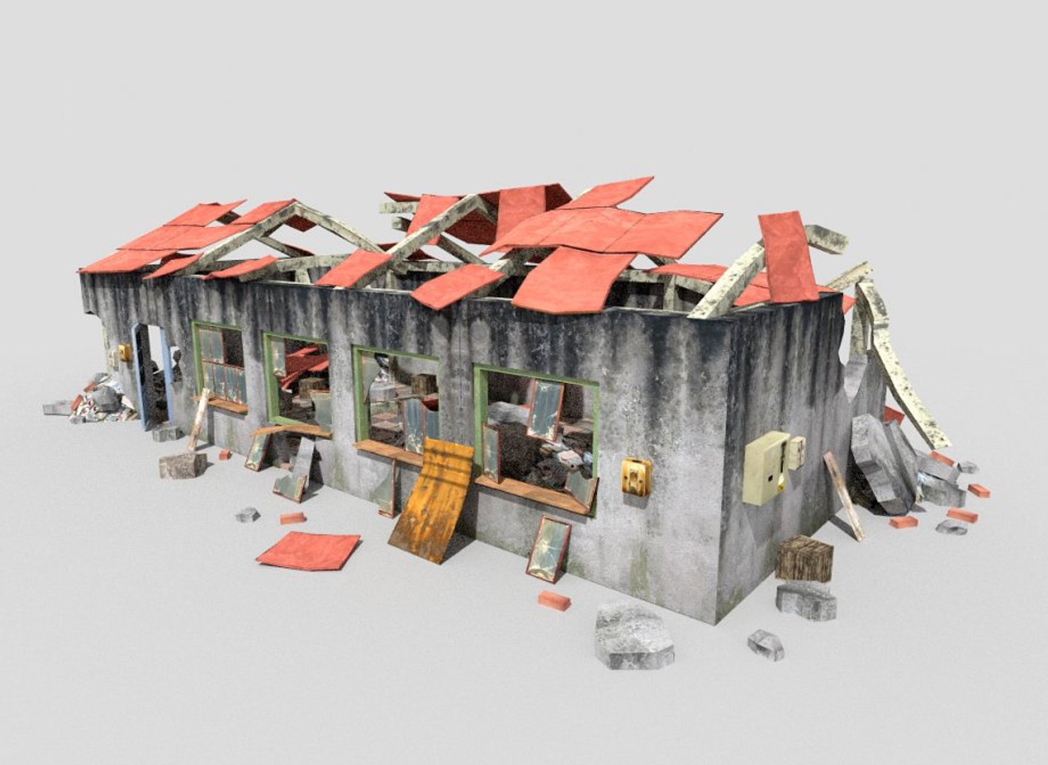 3d Destroyed Building