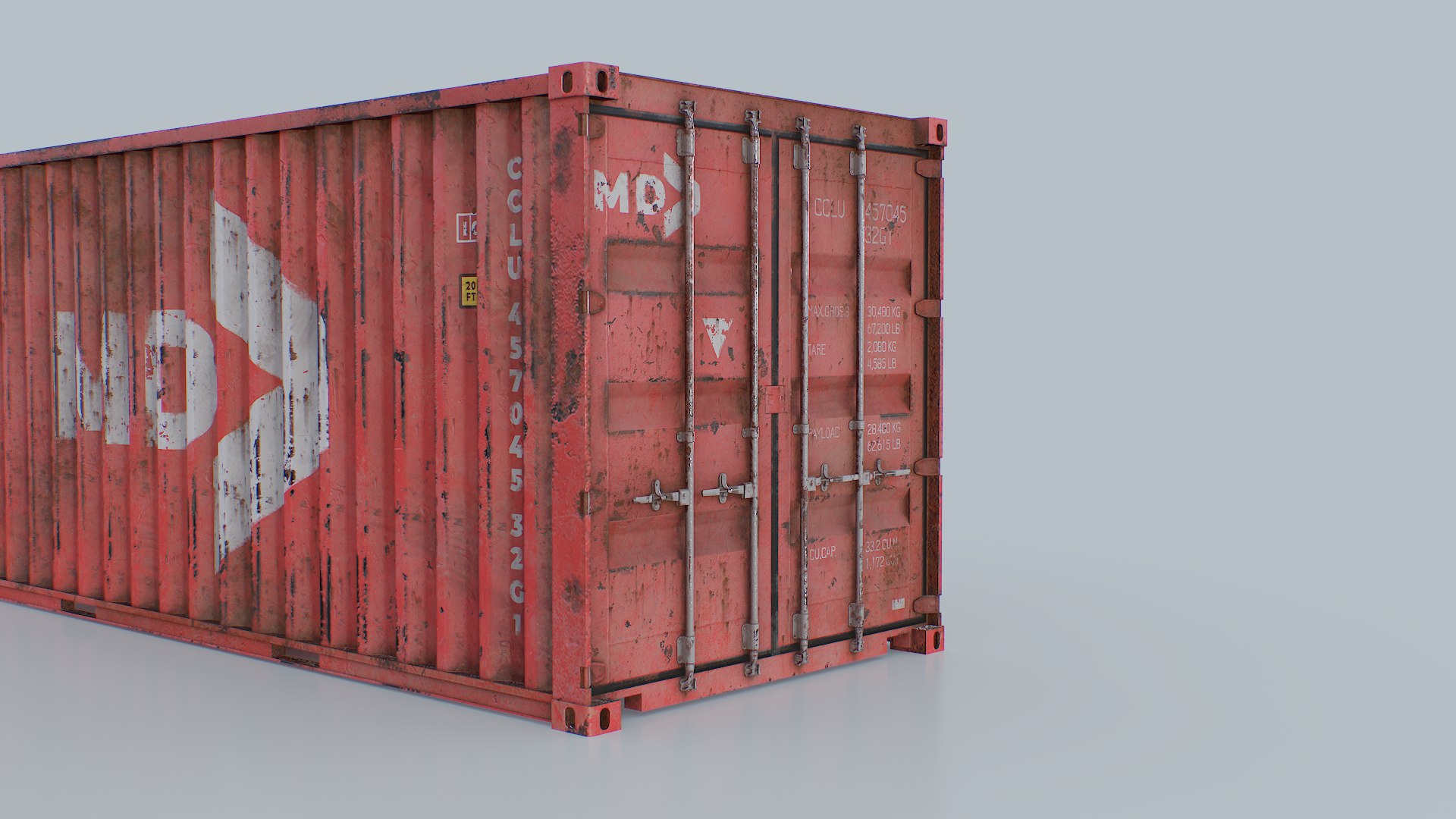 Shipping Container 20ft Red Color Low-poly 3D Model - TurboSquid 2337537