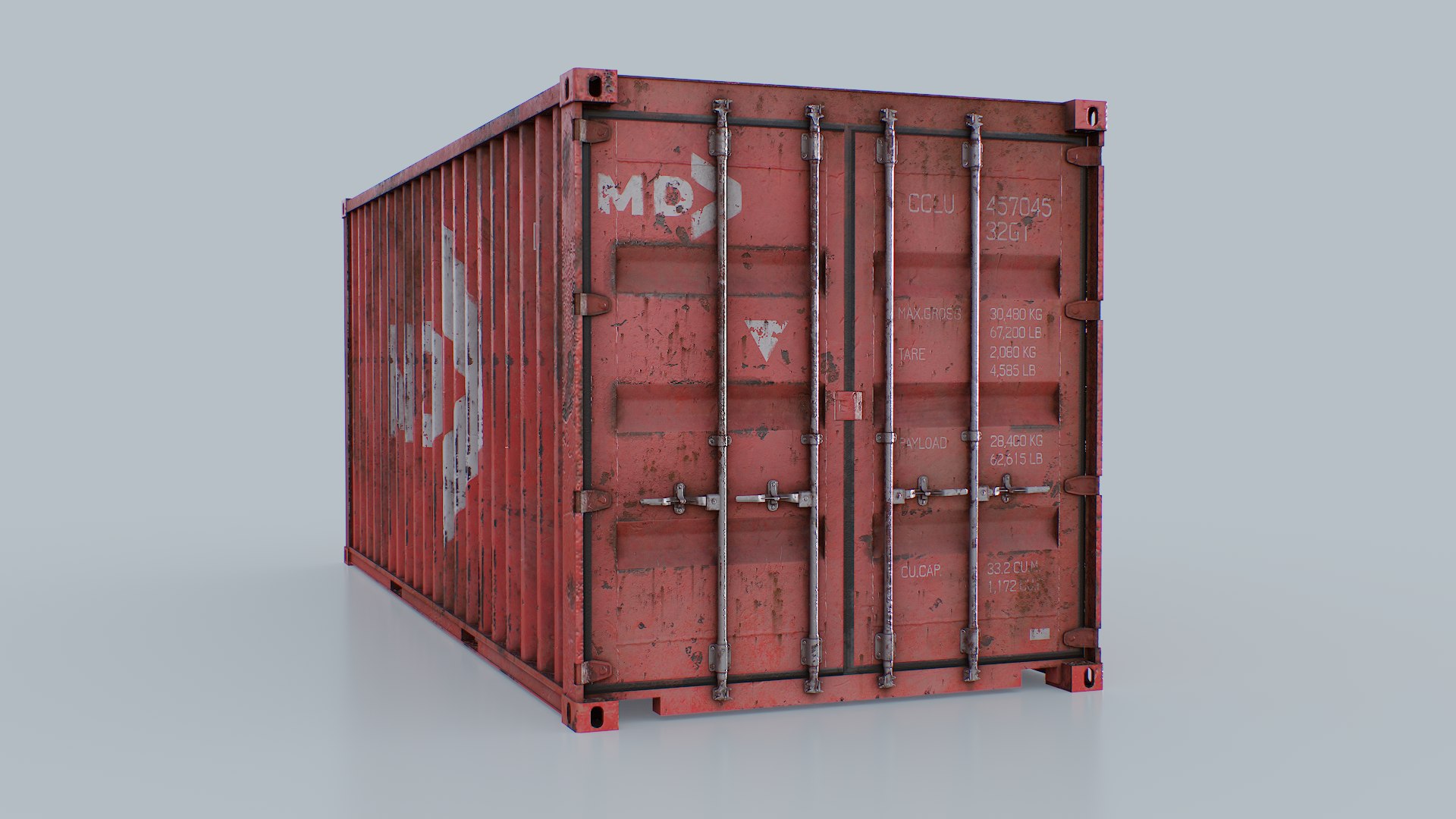 Shipping Container 20ft Red Color Low-poly 3D Model - TurboSquid 2337537