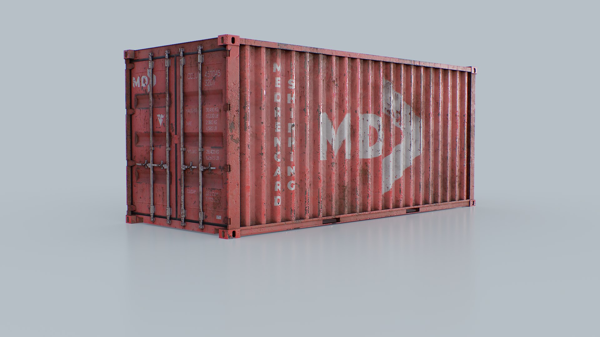 Shipping Container 20ft Red Color Low-poly 3D Model - TurboSquid 2337537